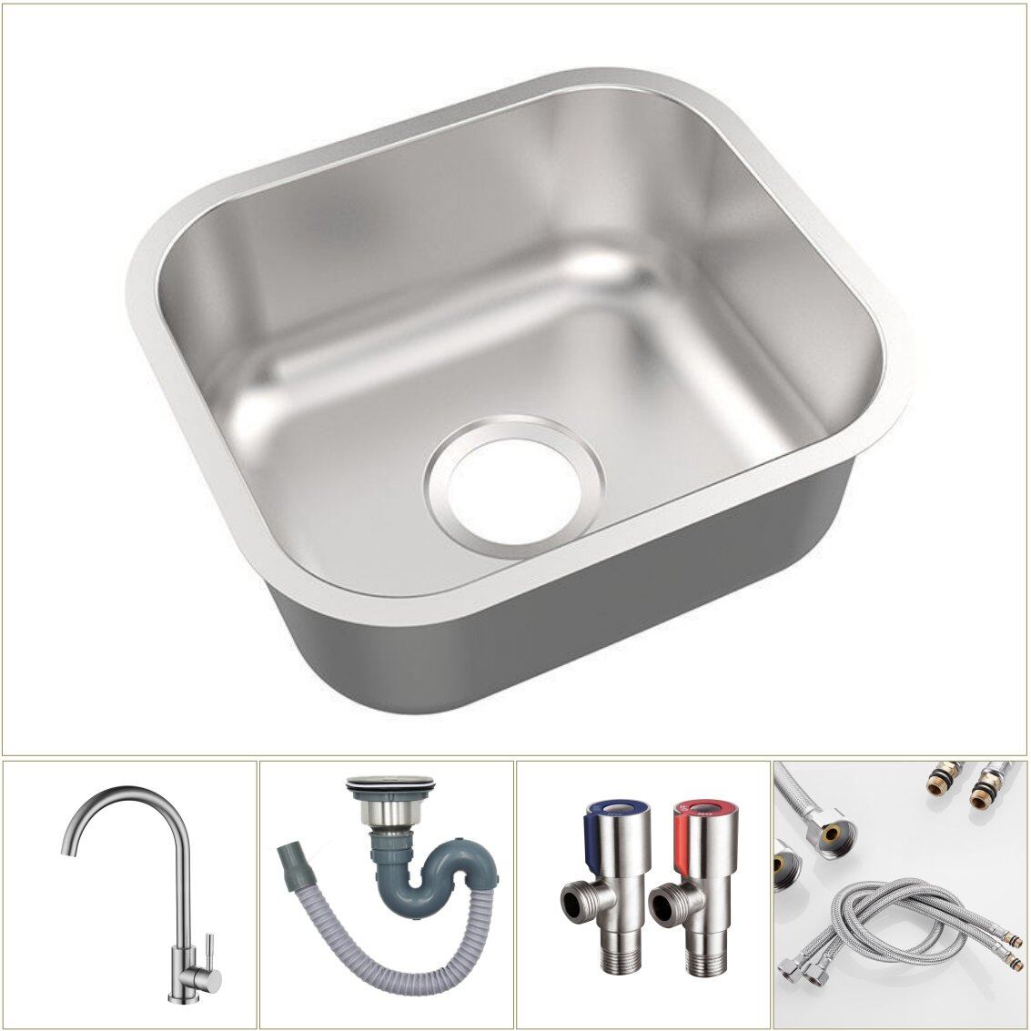 SMALL SIZE STAINLESS STEEL BALCONY KITCHEN HIDDEN SINGLE BOWL BAR SINK ...