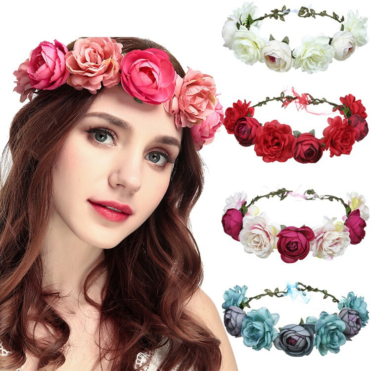 Flower Headband Head Garland Hair Band Crown Wreath Festival Boho Hippy ...