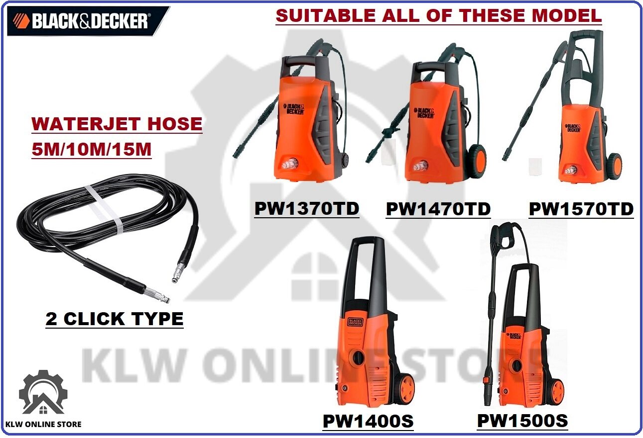 BLACK AND DECKER 5M 10M 15M WATER JET HOSE WASHER HIGH PRESSURE HOSE PW1370TD PW1400S PW1470TD ...