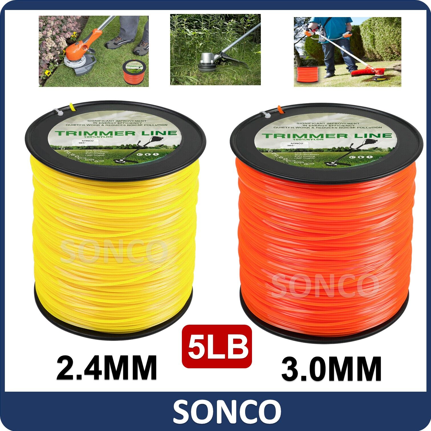 SONCO 5LB TALI RUMPUT Yellow Nylon Trimmer Line Grass Cutter 2.4mm (Square Cut) ,NYLON MOWING ...