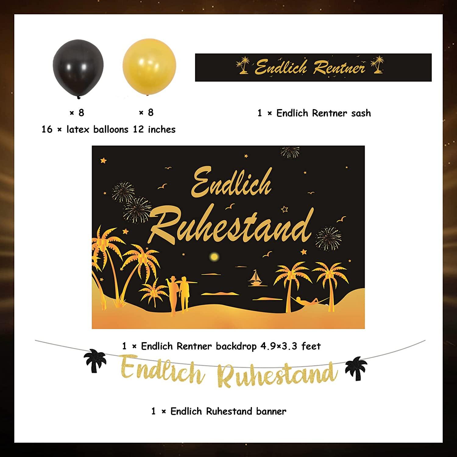 CHEEREVEAL Retirement Decorations Black and Gold, Endlich Ruhestand ...