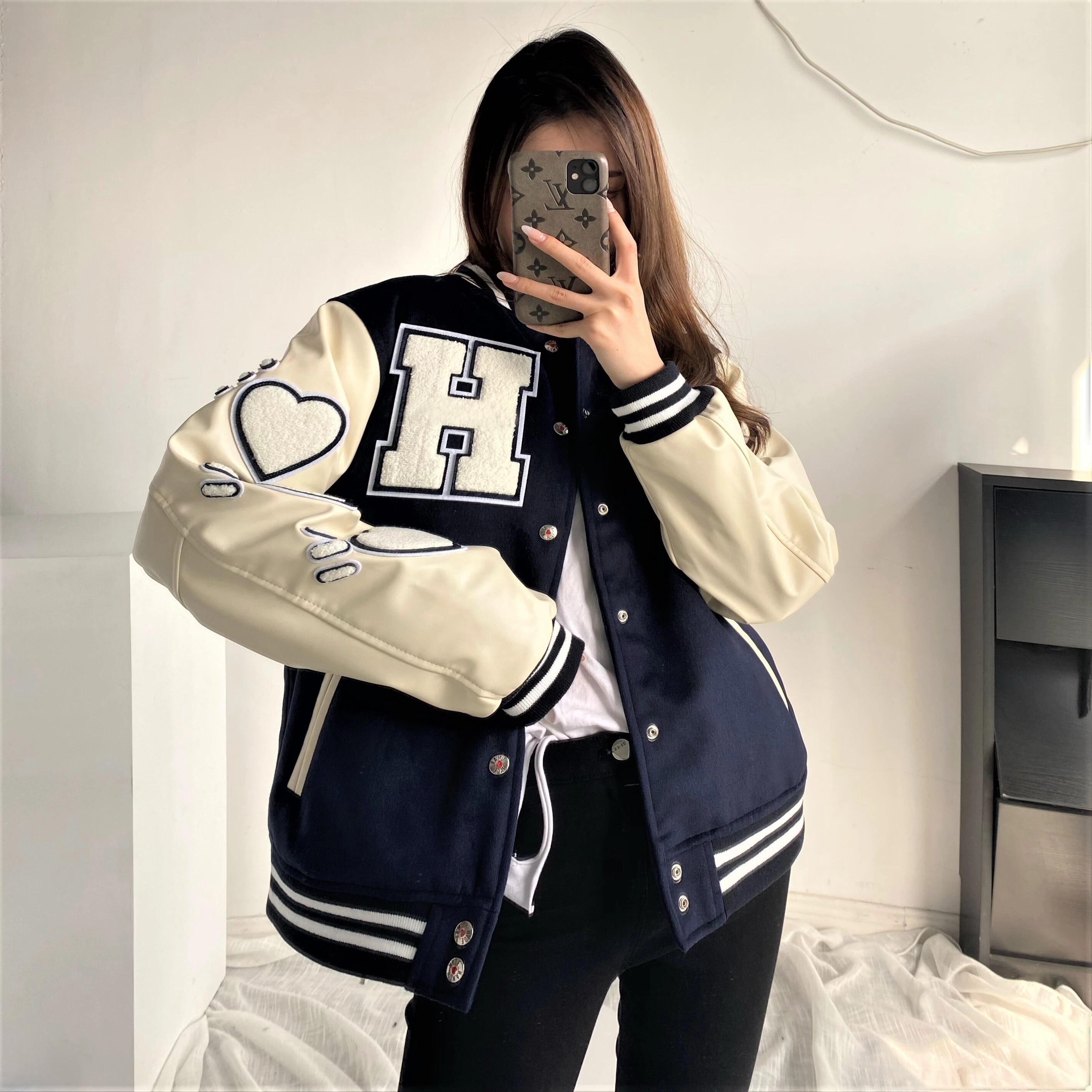 Hip Hop Varsity Jacket Mens Furry Letters Embroidery Color Block ...