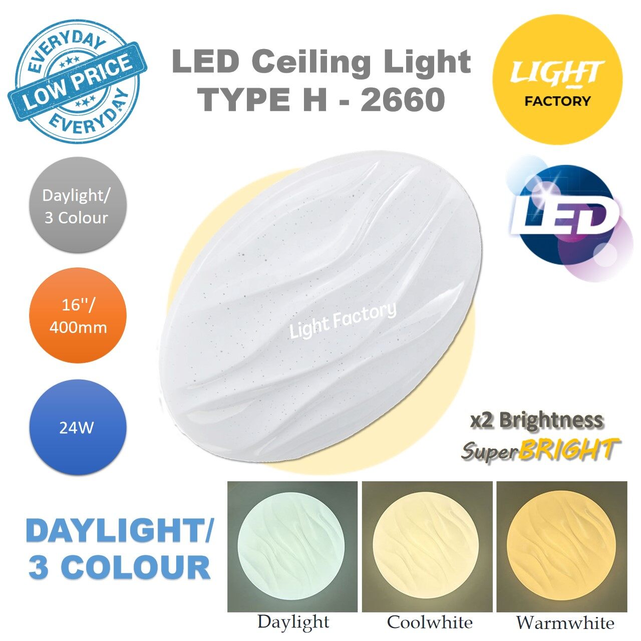 🔥HOT SELLING🔥 3 Colour LED Ceiling Light Surface Mounted LED Ceiling ...