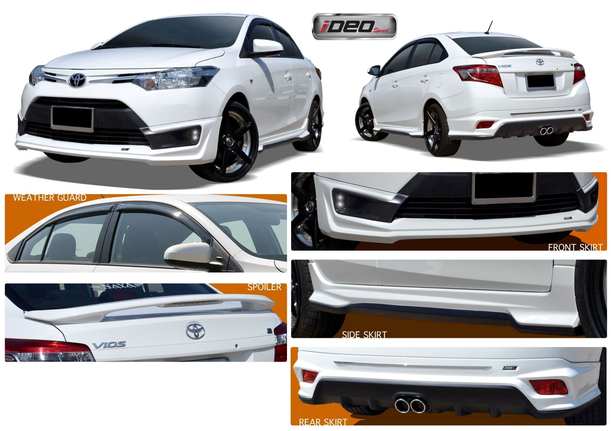 Toyota vios NCP150 IDEO Bodykit body kit front side rear skirt lip 2013 ...