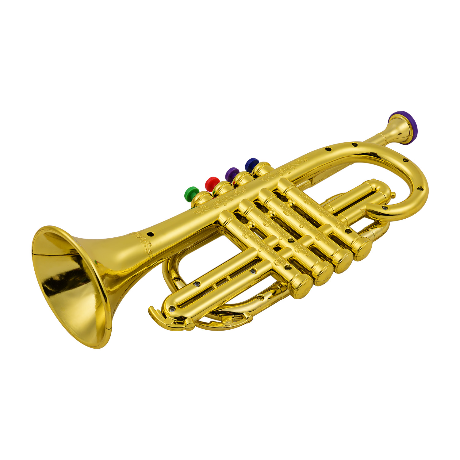 Trumpet Kids Musical Wind Instruments ABS Metallic Gold Trumpet with 4 ...