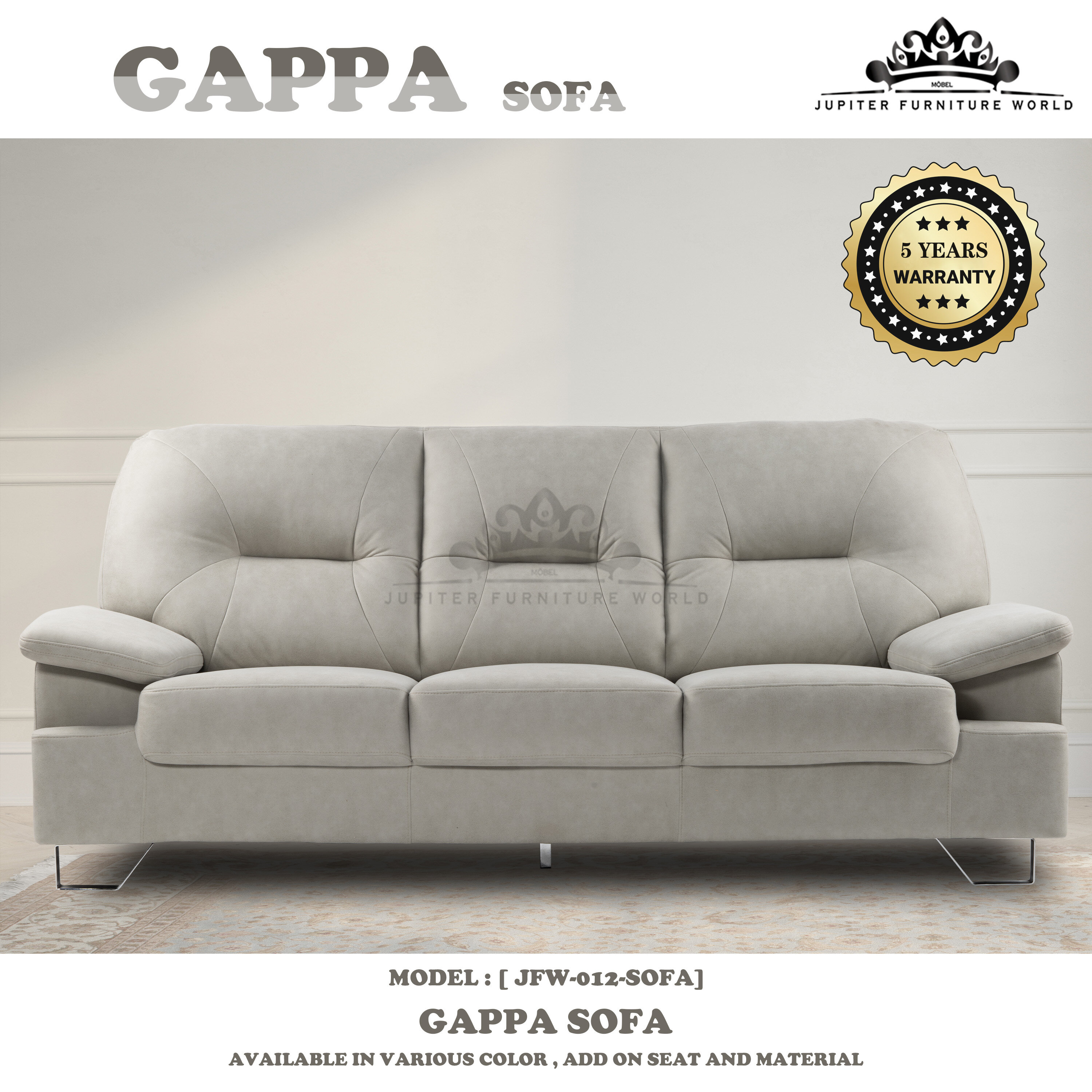 Jupiter Furniture World [ JFW-GAPPA SOFA ]- 3 SEATER SOFA / LIVING ROOM ...