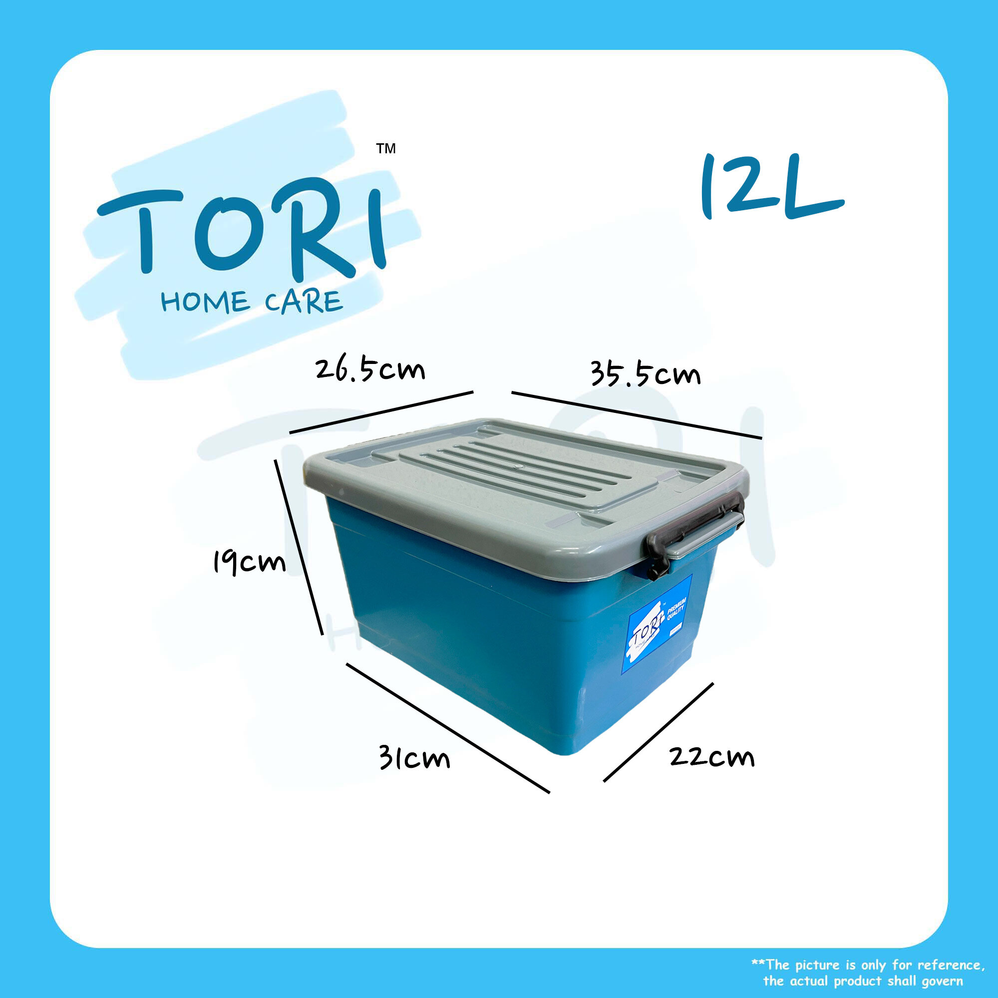 TORI HOME Storage Box with Wheels 12L | Storage container | Plastic ...
