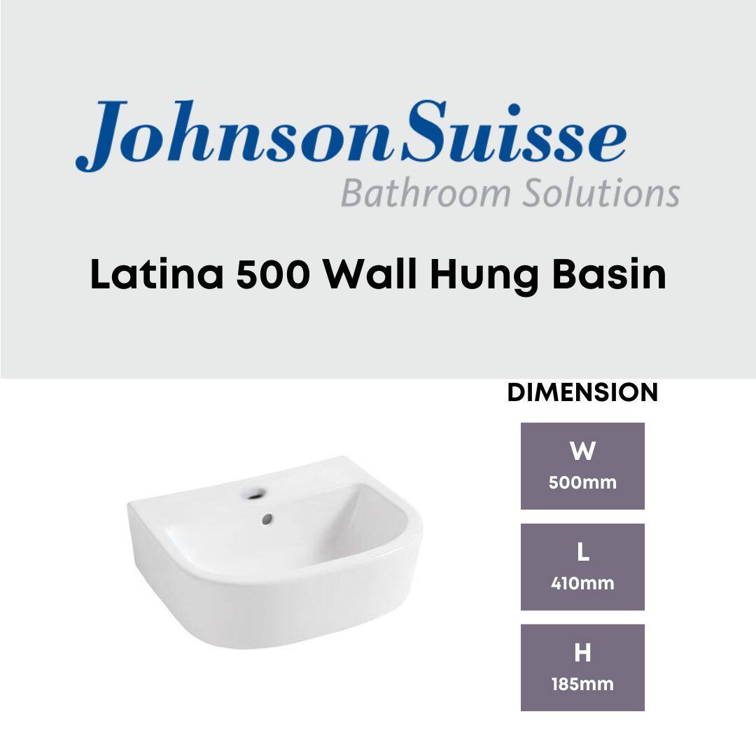 "Johnson Suisse Latina 500 Wall Hung Basin (White)" | Lazada
