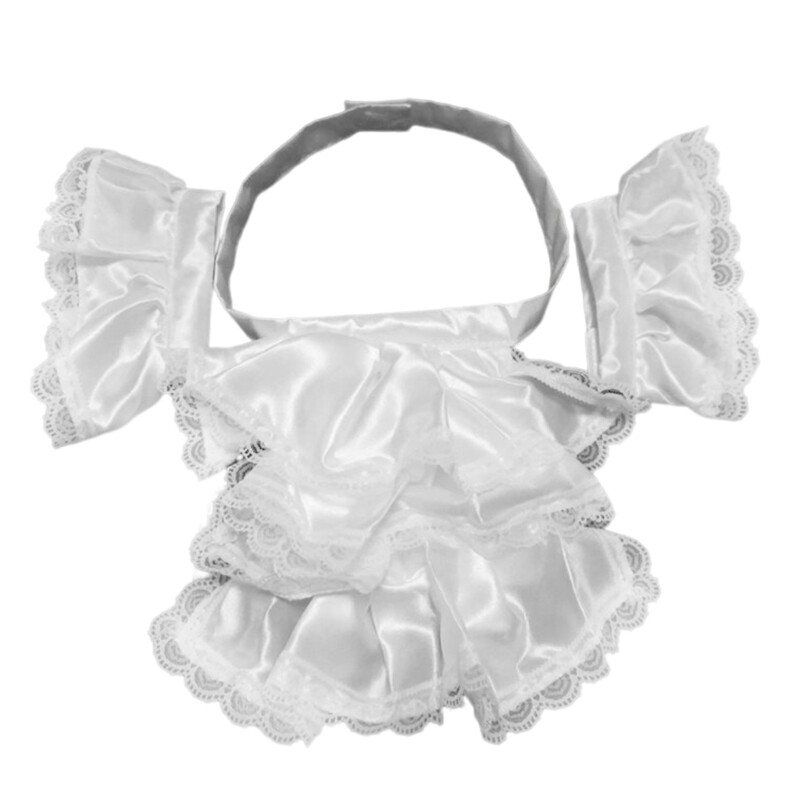 Colonial Jabot Set Lace Trim Ruffled Satin Necktie Collar with Wrist ...
