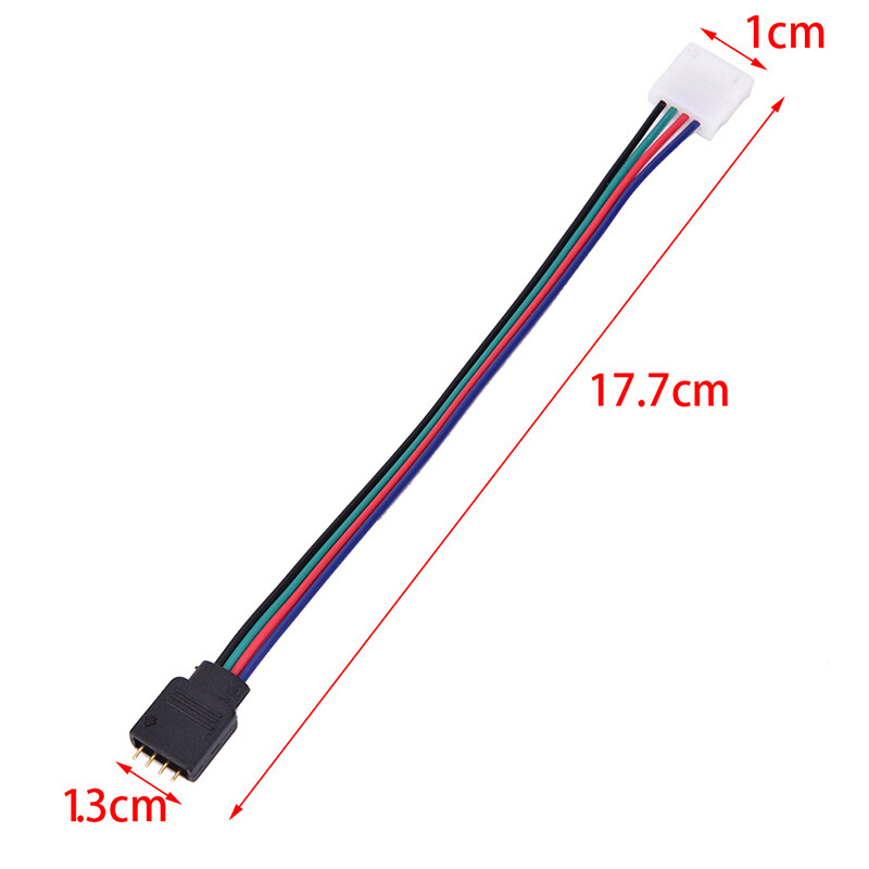 FENG hot sale????????????10PCS 10mm 4 Pin Male Female PCB Connector Cable For RGB 5050 3528 LED ...