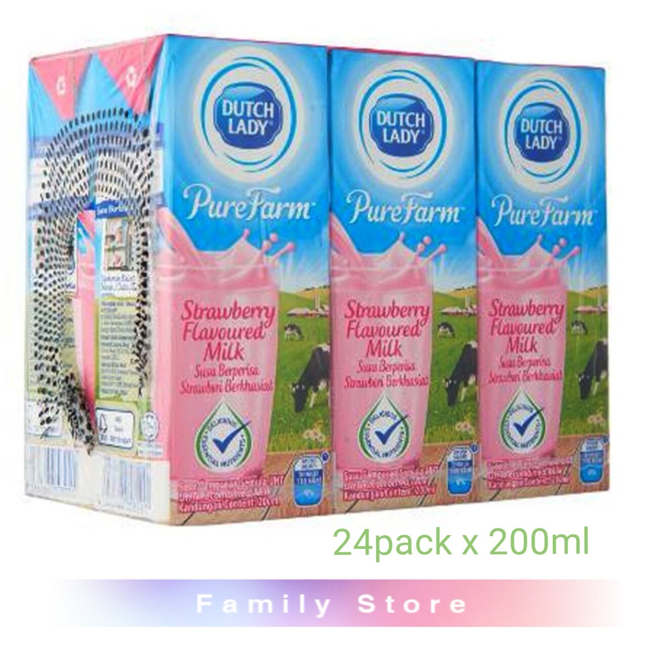 Dutch Lady Purefarm Uht Milk - Strawberry (200ml x 24packs) | Lazada