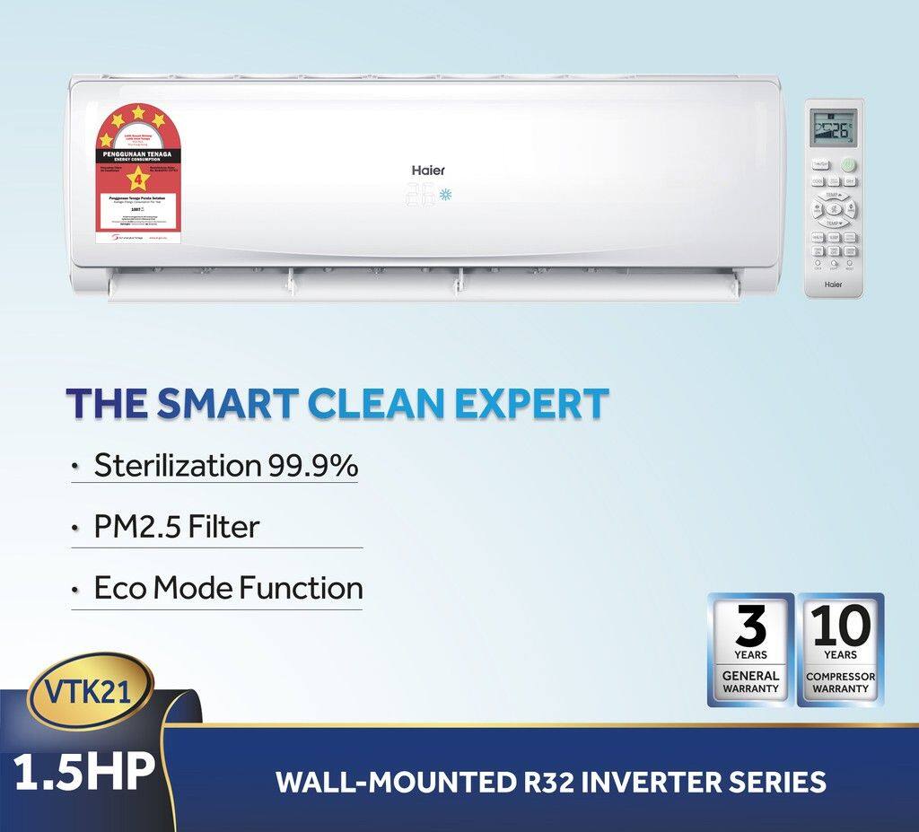 Haier DC INVERTER 1.5HP R32 4 STAR Aircond Air Conditioner HSU-13VTK21 ...