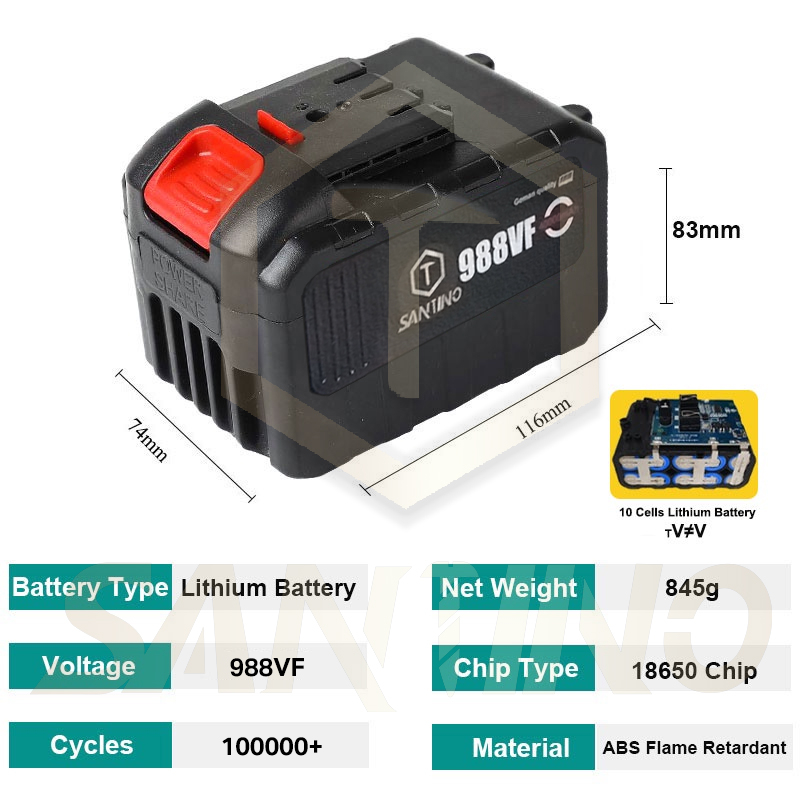 SANTINO (10 year warranty) 988V 2300N.M 5.0mAh Brushless Impact Wrench ...