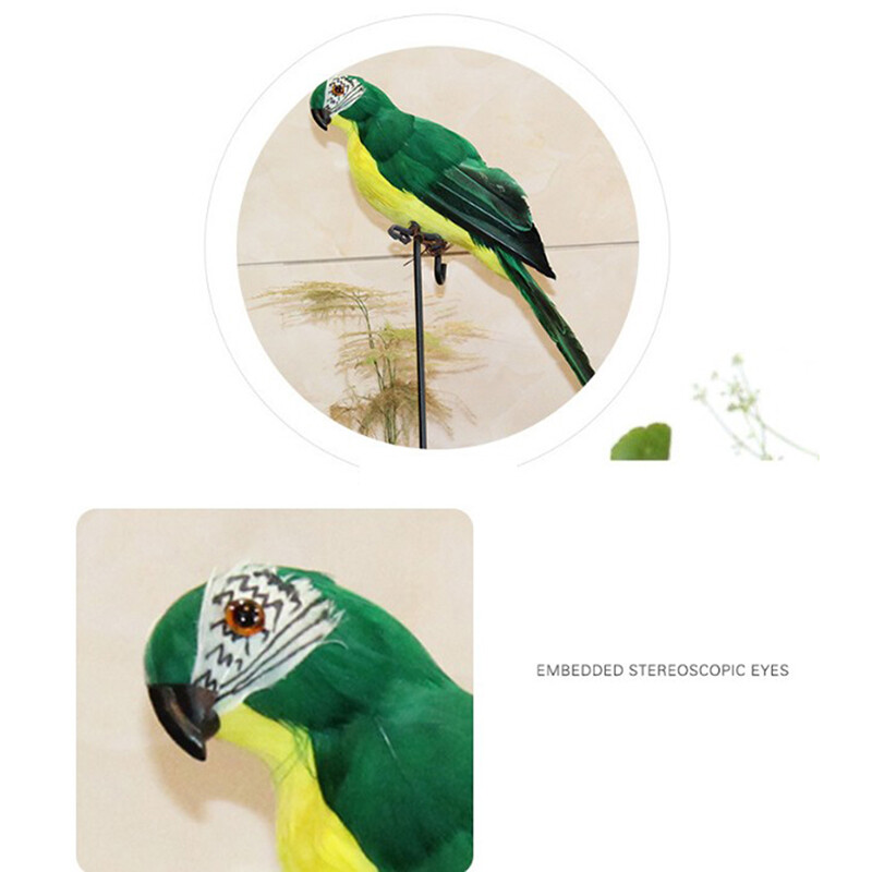 Fake Artificial Parrot Foam Feathered Bird Budgie Garden Home Office ...