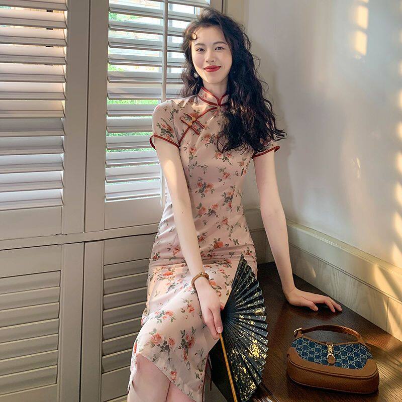 SUGAR Cheongsam Women s New Summer Youth Style Simple Elegant Retro ...