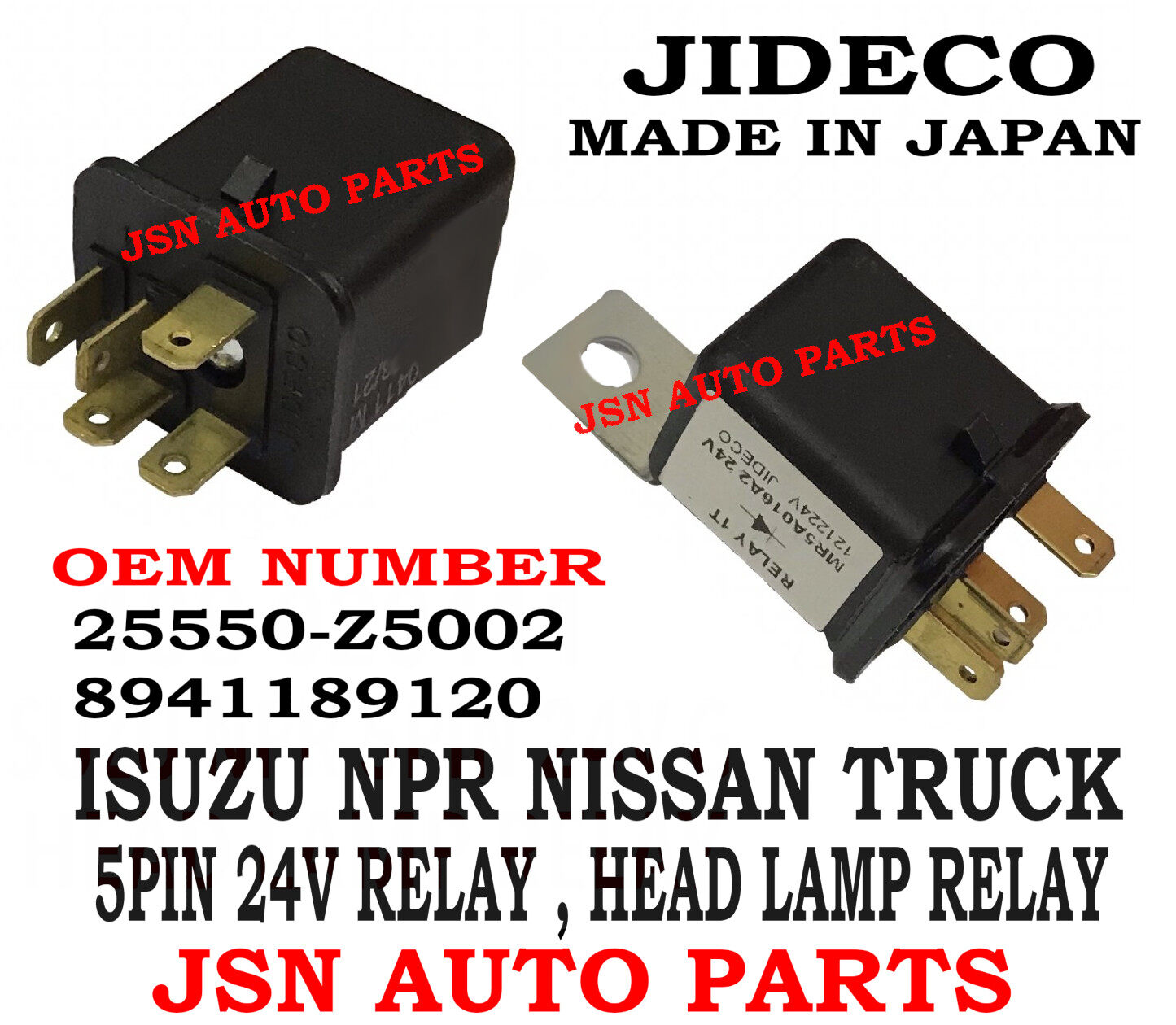 JIDECO MADE IN JAPAN 5PIN 24V RELAY ISUZU NISSAN LORRY TRUCK 8941189120 ...