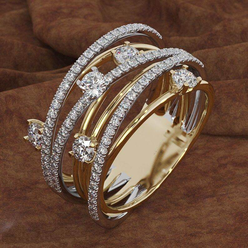 Luxury Engagement Rings Wedding Anniversary Bride Women Multi-layer ...