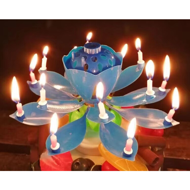 Birthday Music Candle Lotus Automatic Rotating Birthday Party ...