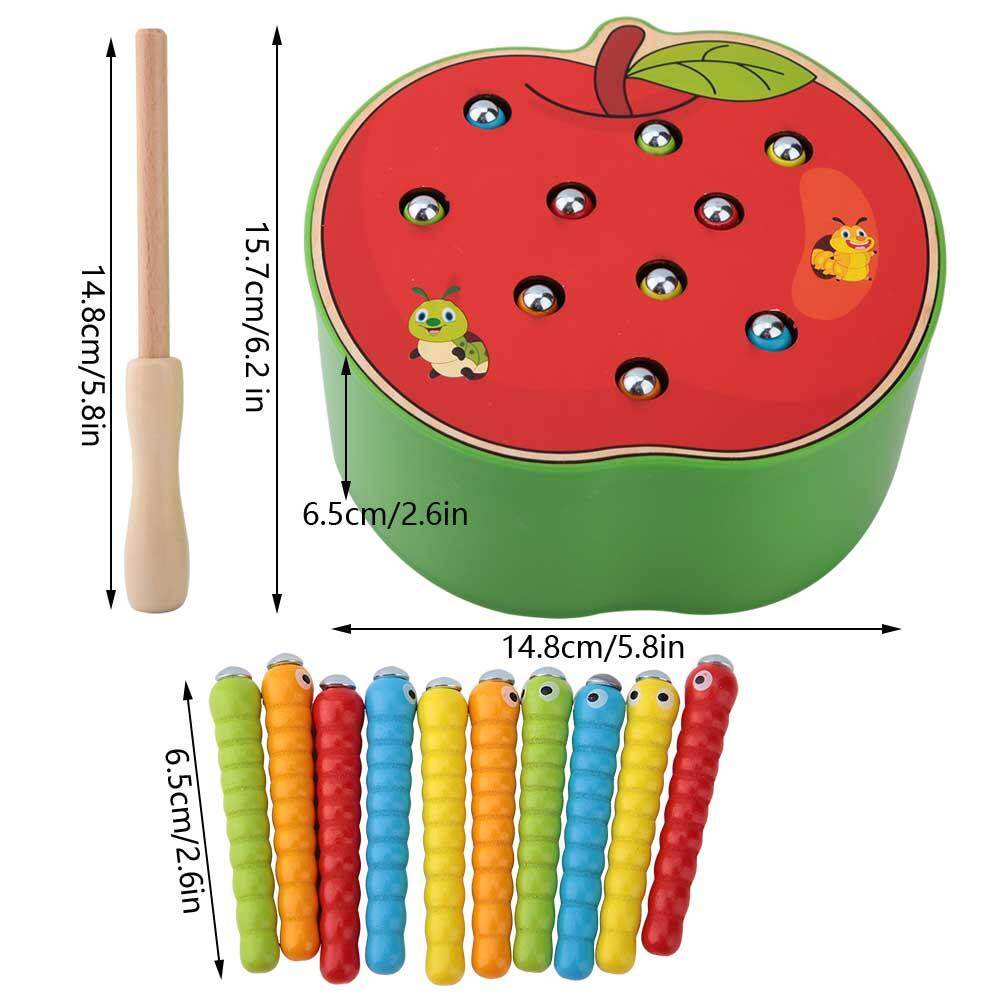 Capture Worm Magnetic Wooden Toy Kid Educational Intelligence ...