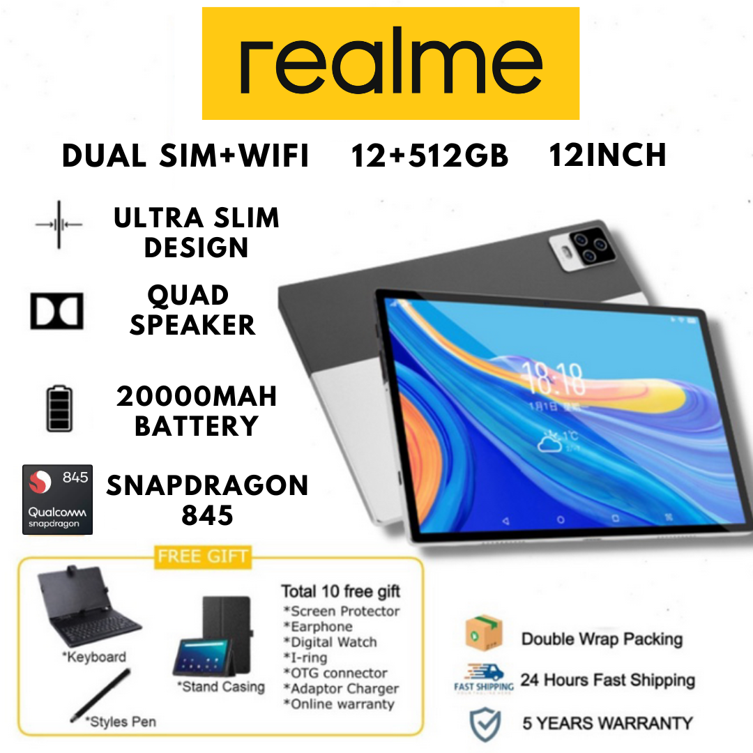 5 YEARS WARRANTY Realme Pad Tablet P70 12 Inch Android 12.0 12GB RAM ...