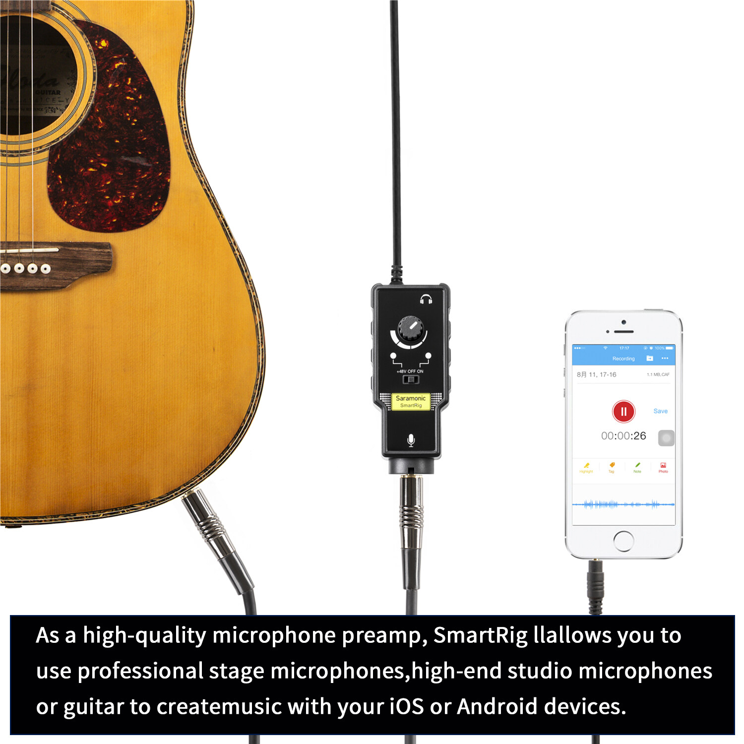 Saramonic SmartRig II SmartRig + Series 2-Channel XLR/3.5Mm/6.35Mm Microphone Audio Mixer Preamp ...