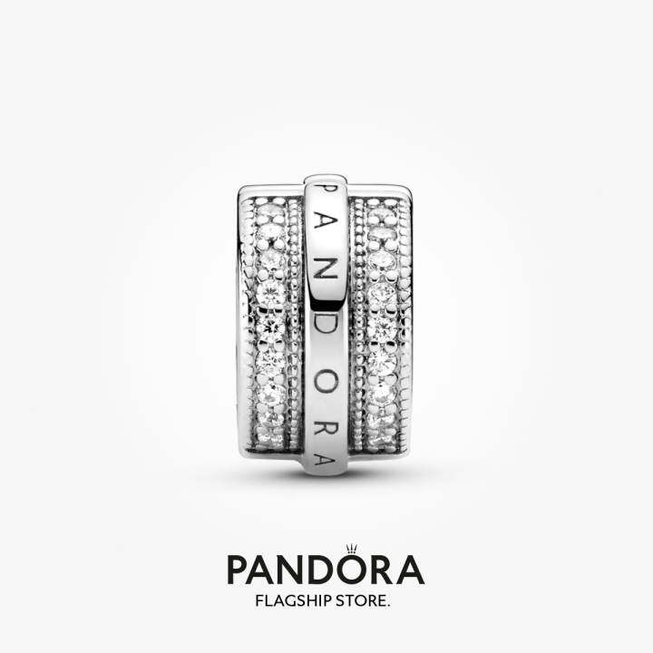 2021 Original Pandoras Sparkling Pave Lines Logo Clip Charm - tuodeng76 ...