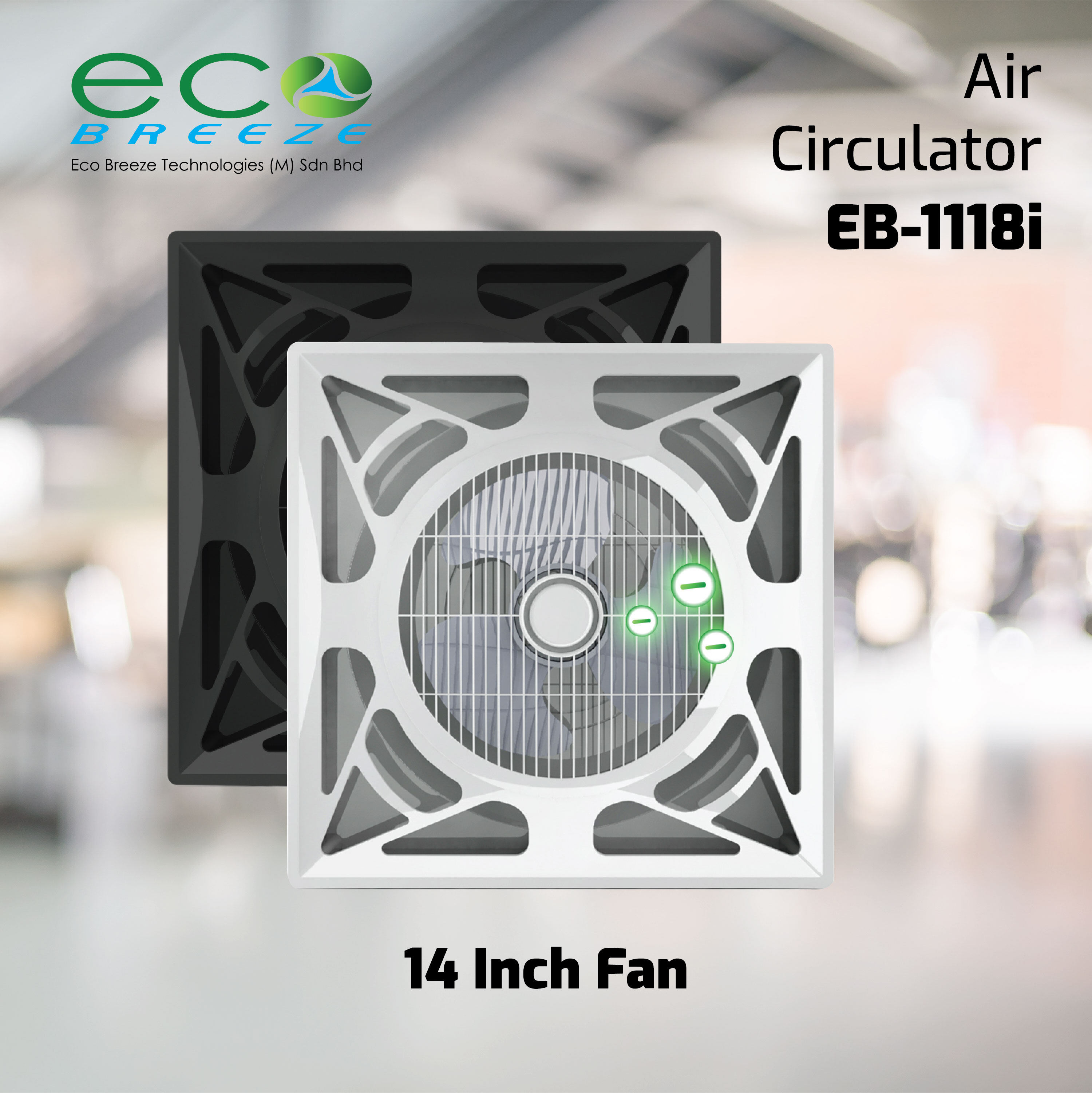 Eco Breeze EB1118i Ceiling Air Circulator with Built in Ionizer ...
