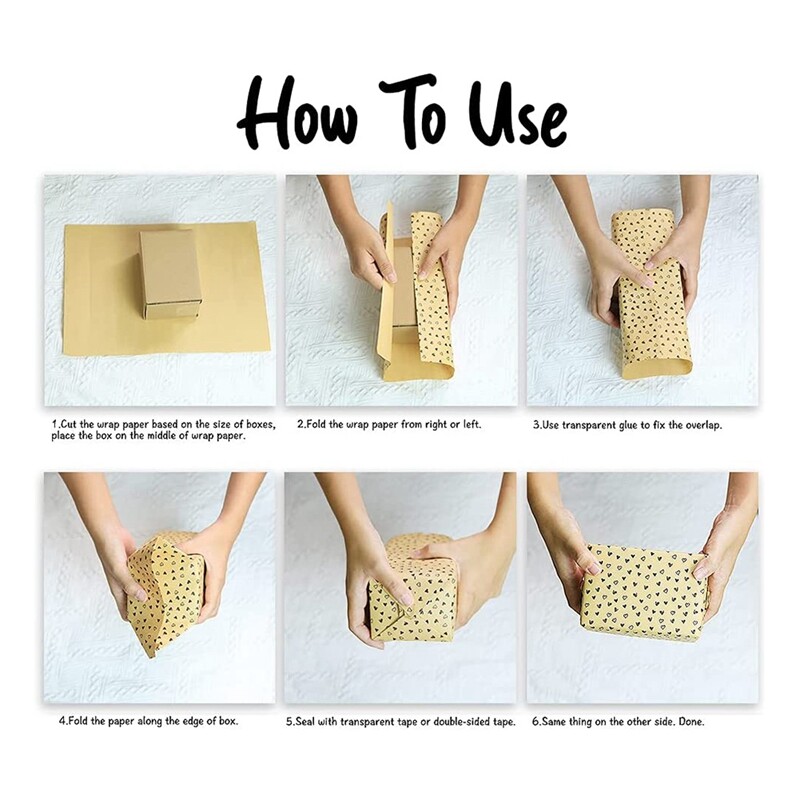 Kraft Gift Wrapping Paper,Birthday Wrapping Paper,6 Sheets Kraft Brown ...