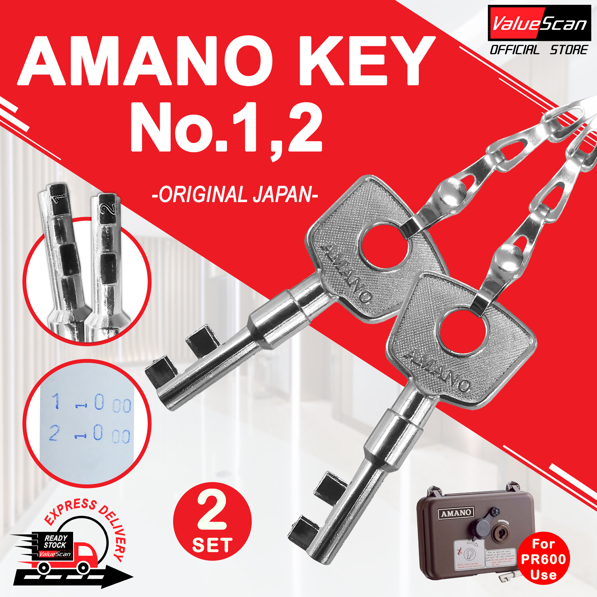 *RM29 =2 KEYS* AMANO KEY No.1,2 for Amano Kunci PR-600 1 2 Amano ...