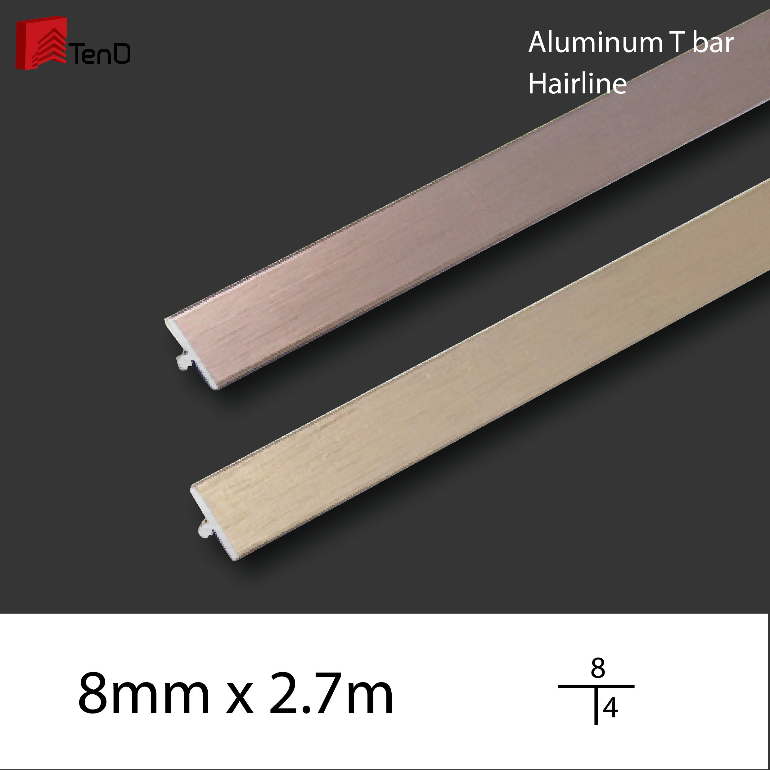 Aluminium T Bar PVD Coating 8mm Decorative Strips , Inlays 铝T ...
