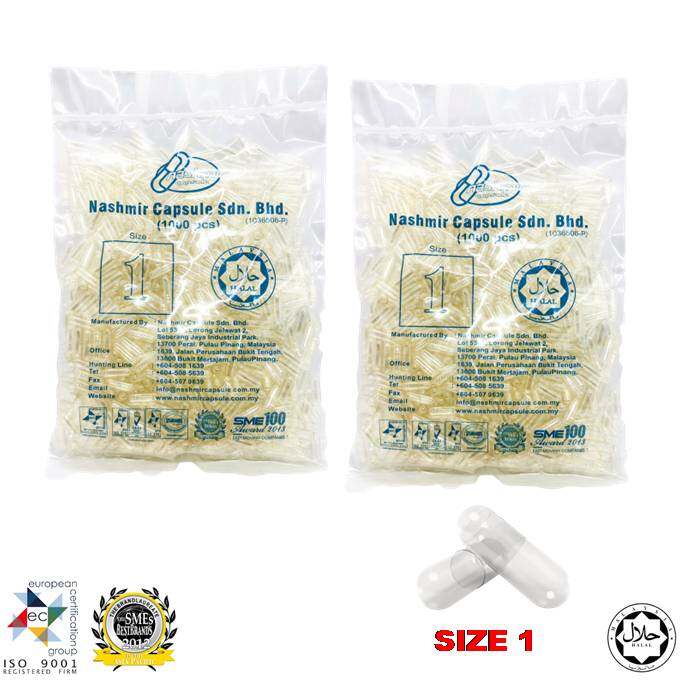 Nashmir Kapsul Kosong HALAL Size 1 (1000pcs x 2 Packets) / Gelatin ...