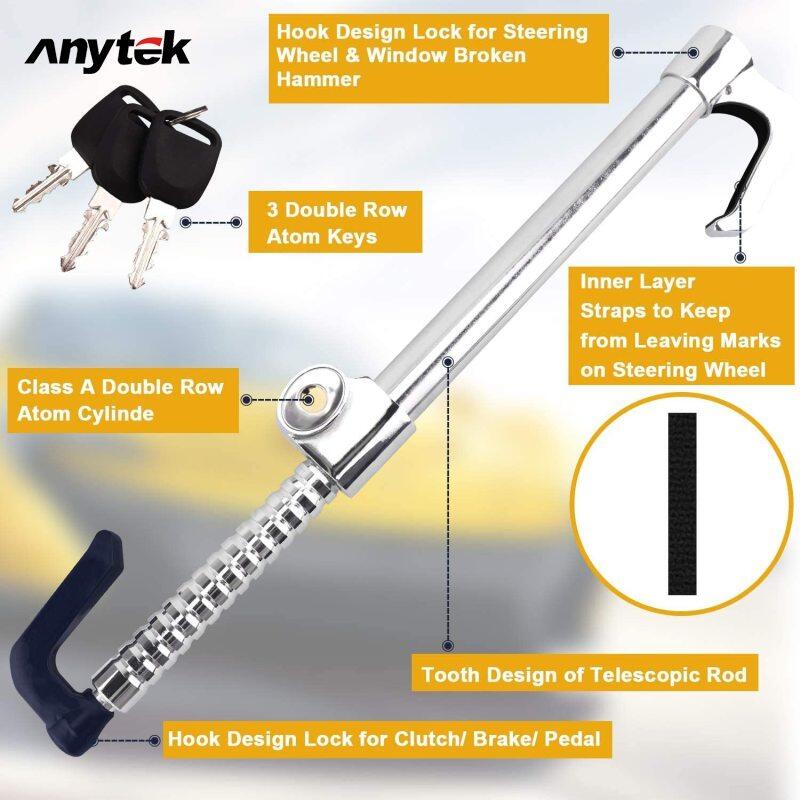 PL พวงมาลัยสากลที่ล็อกเบรก Anti-Theft Retractable Double Hook คลัตช์ ...