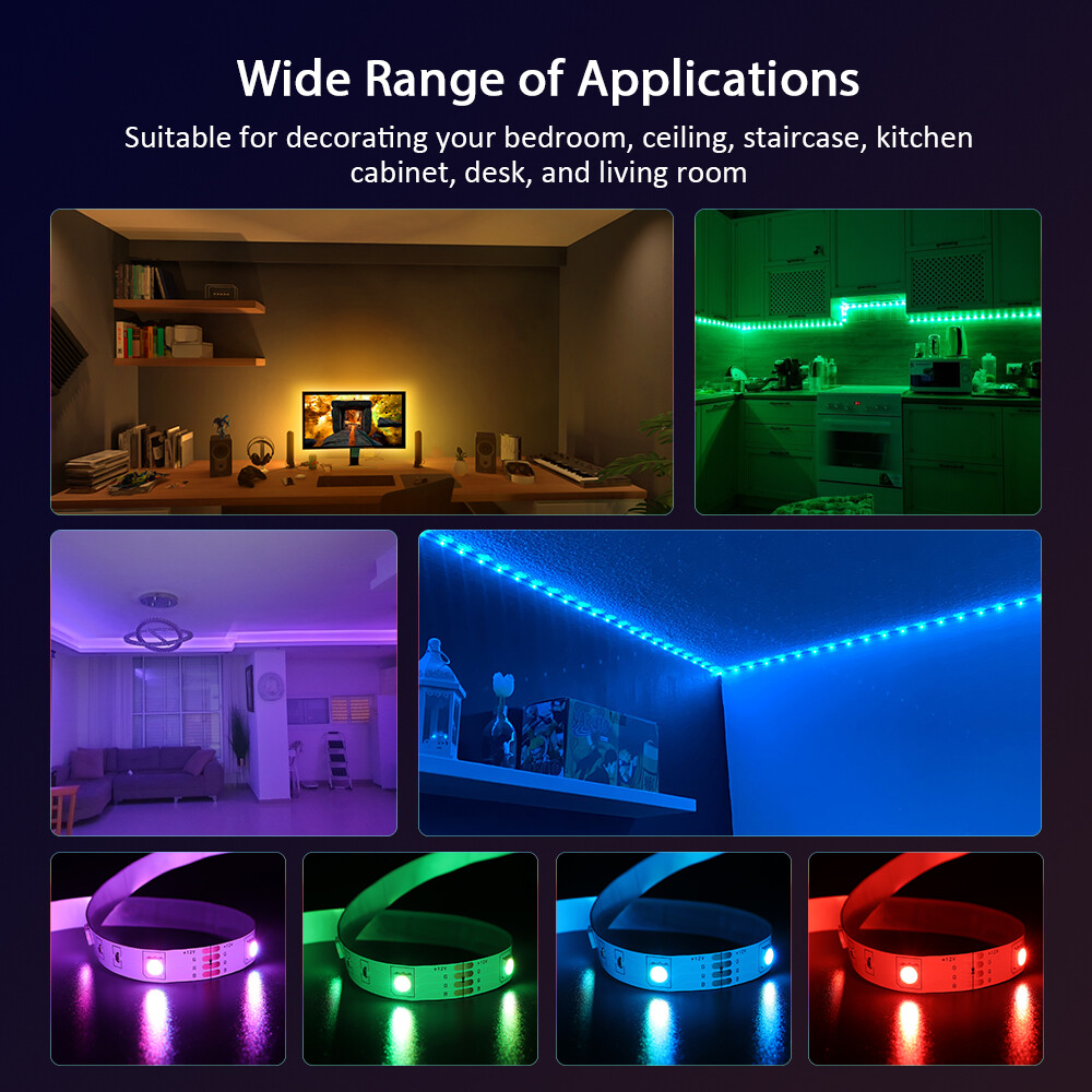 LED Strip lighitng,Dimmable RGB Bluetooth Wireless Remote Control LED ...