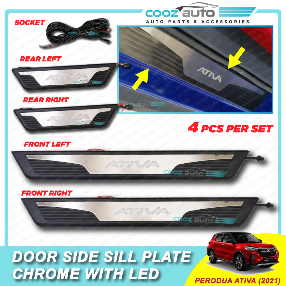 Perodua Ativa LED Door Side Sill Step Plates Stainless | Lazada
