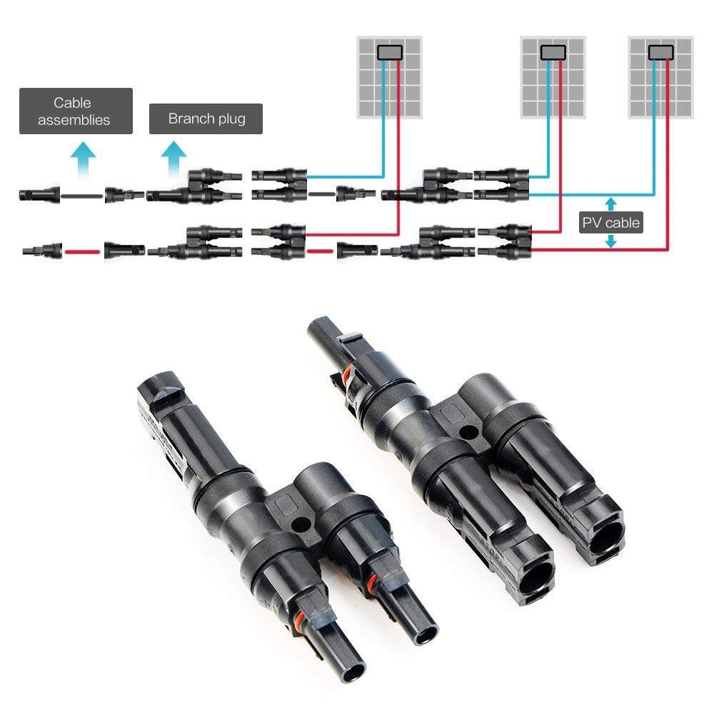 1 Pair Multi T Branch Sola Connector for Solar Panel Connection Male ...