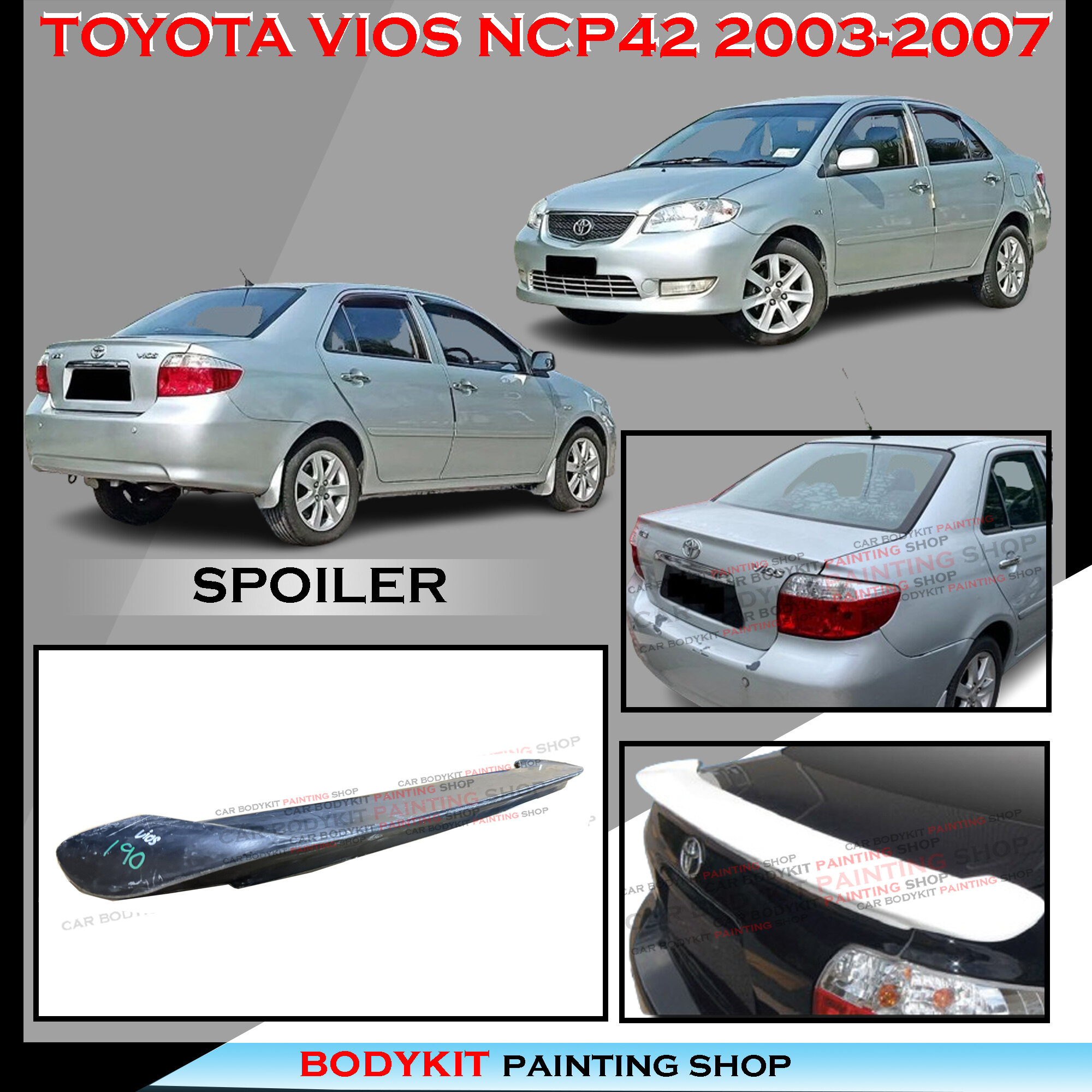 TOYOTA VIOS NCP42 2003-2007 OEM STYLE REAR TRUNK SPOILER LIP -MATERIAL ...