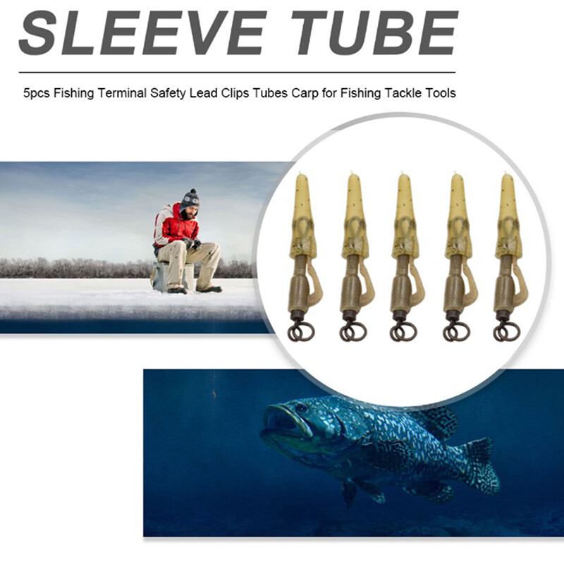 5pcs Fishing Terminal Tackle Safety Lead Clips Tubes Outdoor Fish Tool ...