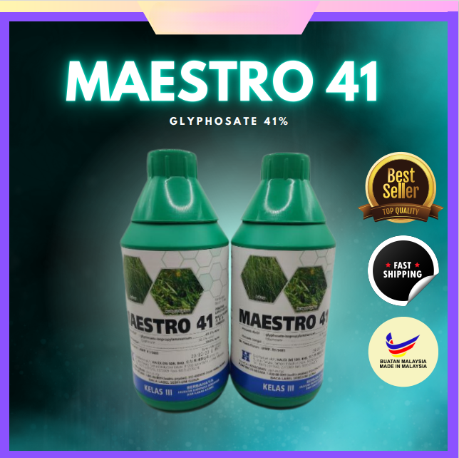 1Liter MAESTRO 41 Glyphosate 41% Kelas 3 Herbicide Racun Rumput Pokok ...