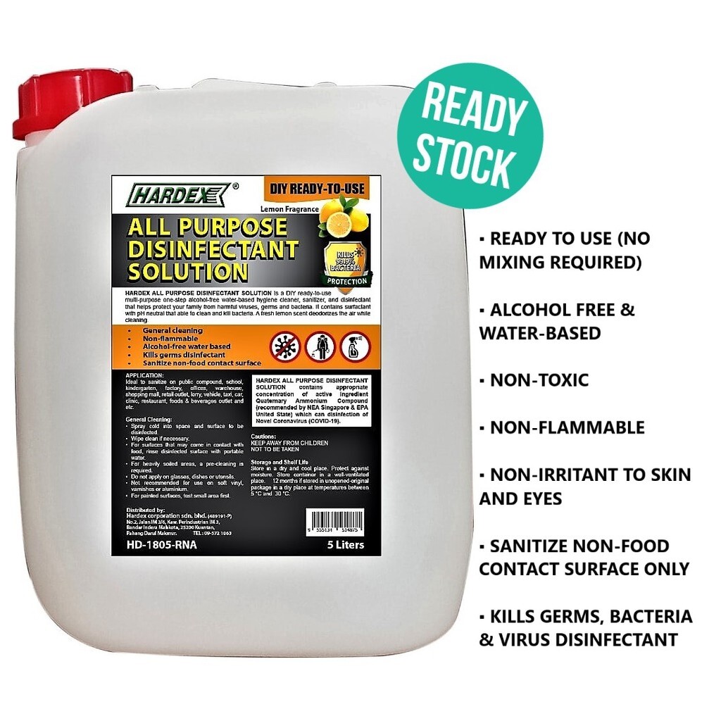 Hardex All Purpose Disinfectant Solution Lemon Fragrance Hygiene ...