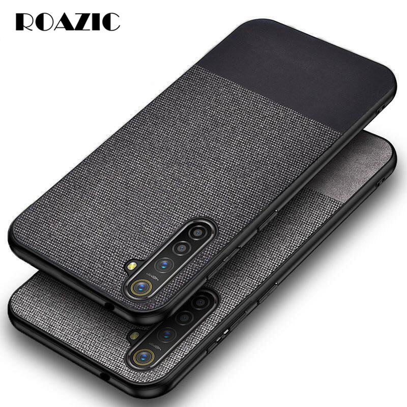 Roazic สำหรับ realme XT Case Slim HYBRID ปกอ่อนพร้อมปลอกผ้าออกแบบผ้าใบ ...