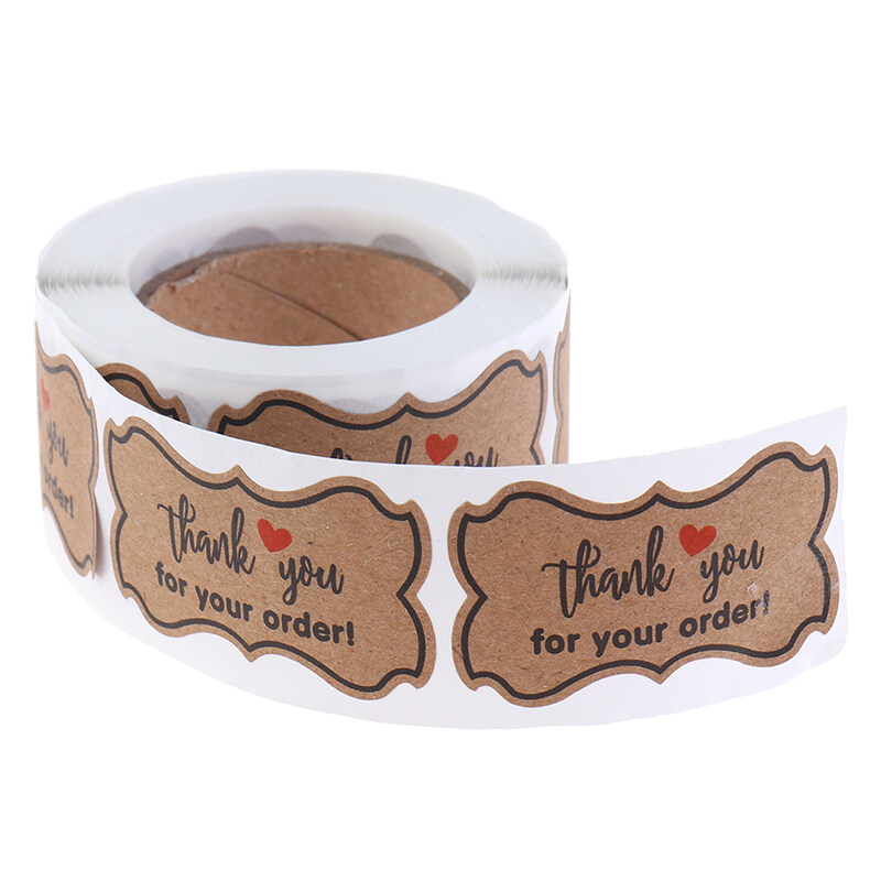 Huanyu1 【flash Sale】250pcs Roll Handmade Sticker Thank You Stickers