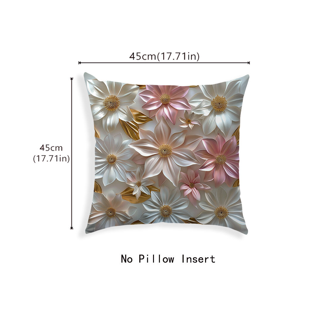 ปลอกหมอนพิมพ์ลาย3D มีดอกไม้เดี่ยวสีชมพูสีขาวขนาด45X45ซม. ปลอกหมอนโซฟาตกแต่งบ้านเหมาะสำหรับ ...