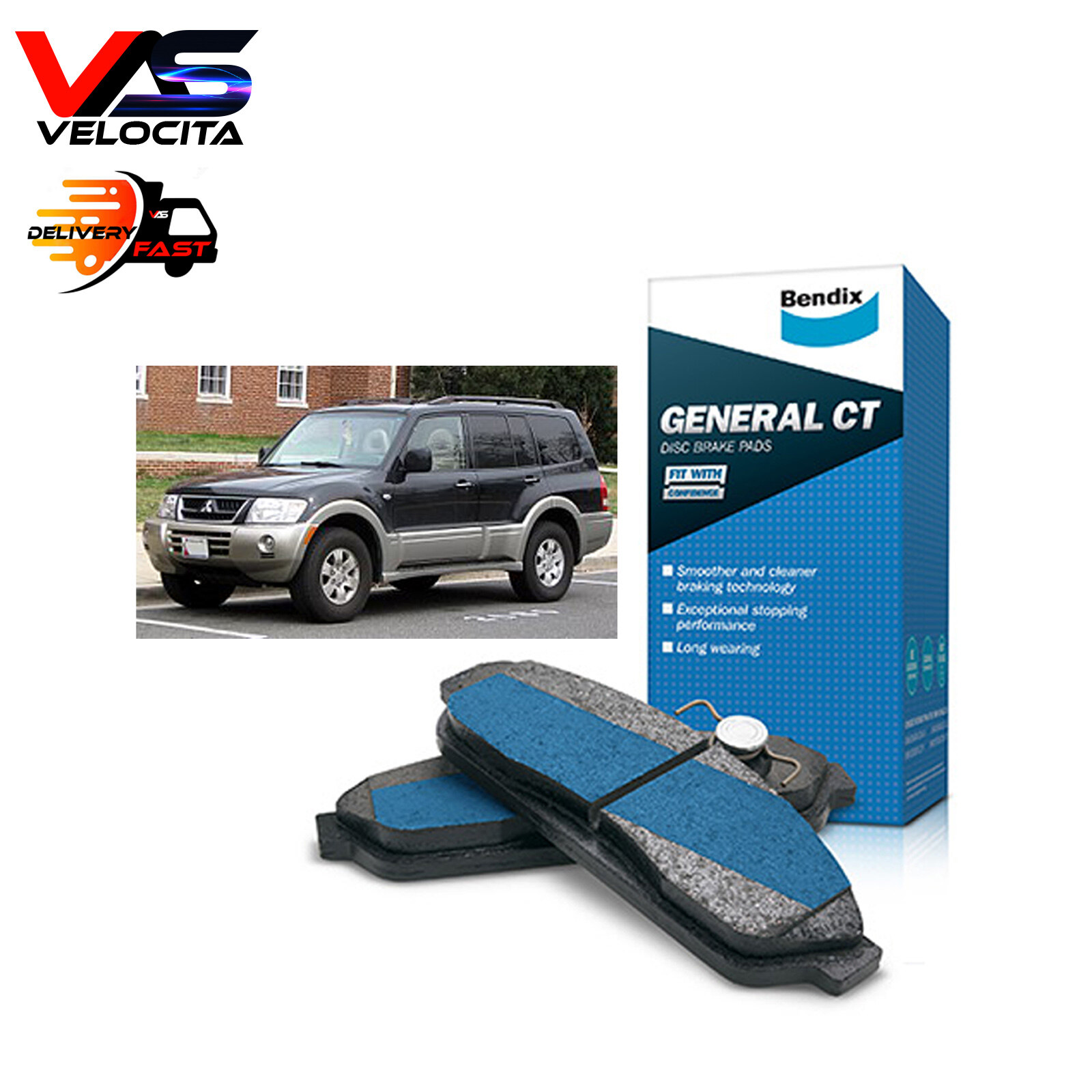BENDIX FRONT BRAKE PADS MITSUBISHI PAJERO V75 GENERAL CT (DB1385GCT ...