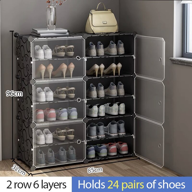 Rak Kasut Shoe Rack With Door DIY Storage Box Bertutup Rack Shelf Shoe ...