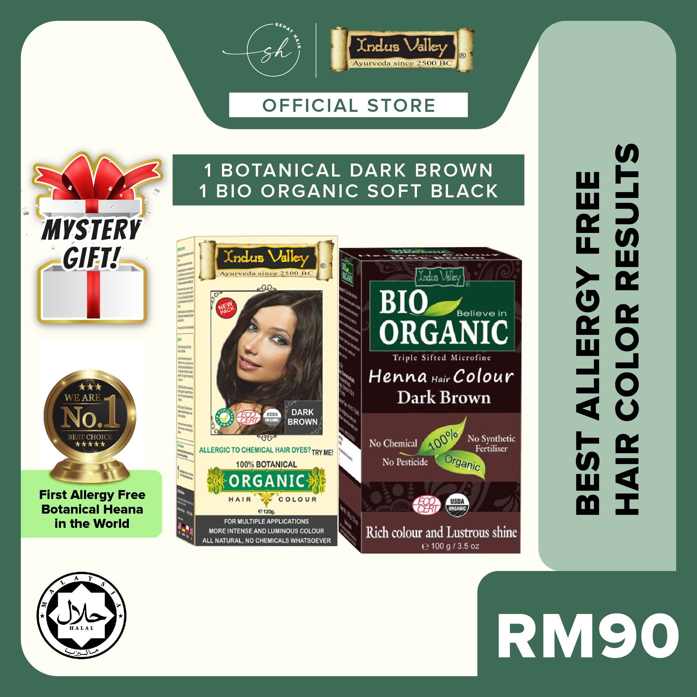 [BUNDLE SET] Allergy Free Hair Color, 1st in Malaysia INDUS VALLEY - 1 ...