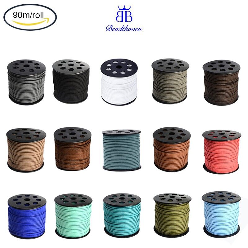 Ready Stock 90m 2.7x1.4mm Cadet of Micro Fiber Lace Flat Faux Suede ...