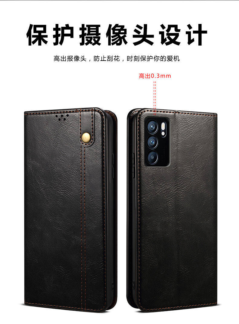 OPPO A16 Case Magnetic Leather Wallet Slot Flip phone Case Genuine ...