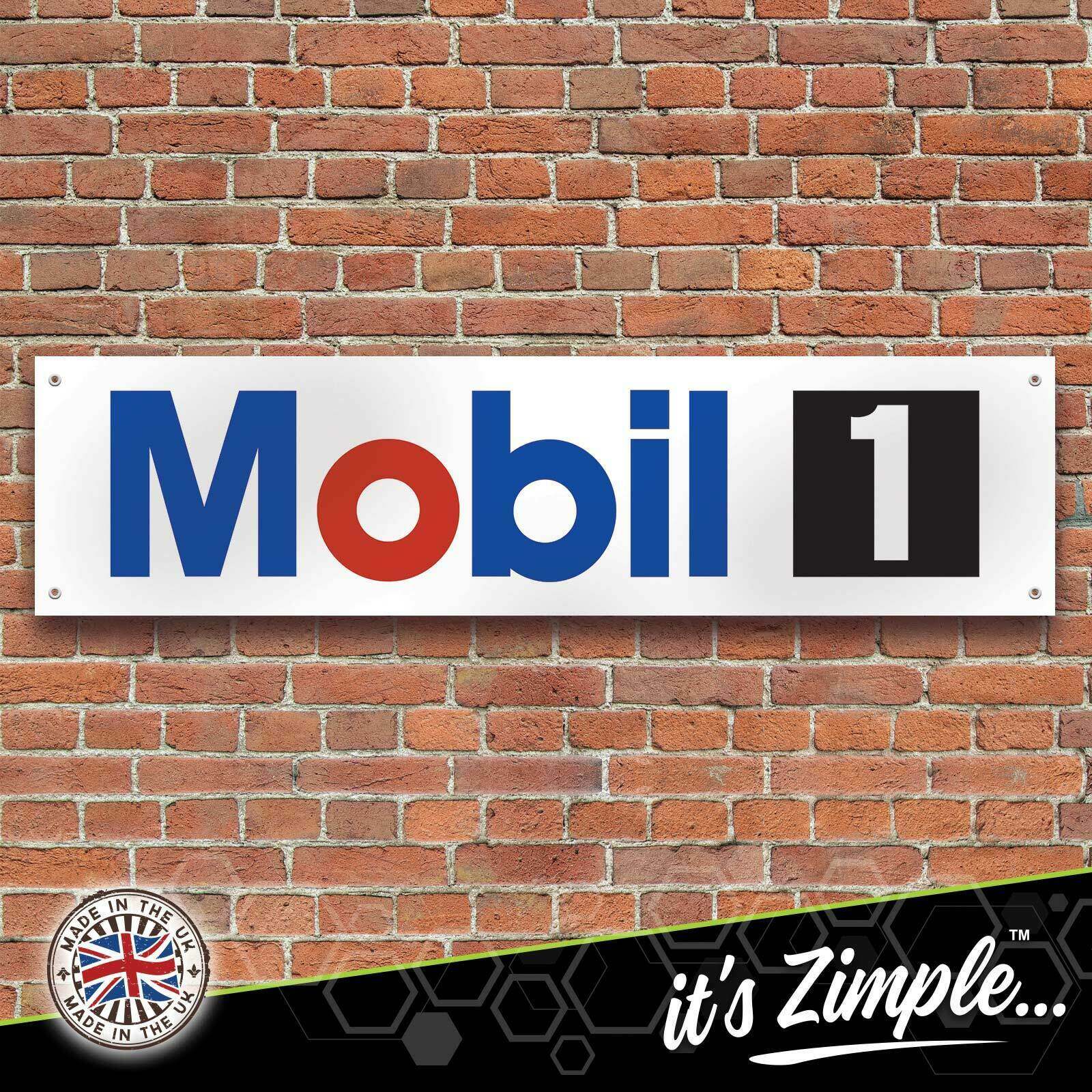Mobil 1แบนเนอร์น้ำมันเครื่องโรงรถป้ายโลหะดีบุกพิมพ์ Pvc Trackside จอ ...