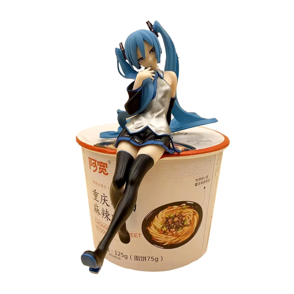 Hatsune Miku Noodle Cup Stopper Miku รูปปั้น PVC ตุ๊กตาขยับแขนขาได้ ...