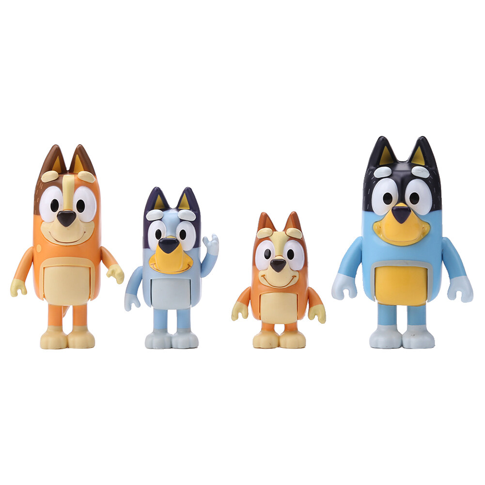 4ชิ้น Bluey ของเล่นครอบครัวรูปตลกตุ๊กตาสุนัขน่ารักห้องเด็กตกแต่งบนโต๊ะ ...